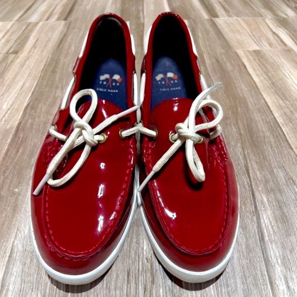 Cole Haan | Shoes | Cole Haan Red Nantucket Camp Moc Patent Leather ...